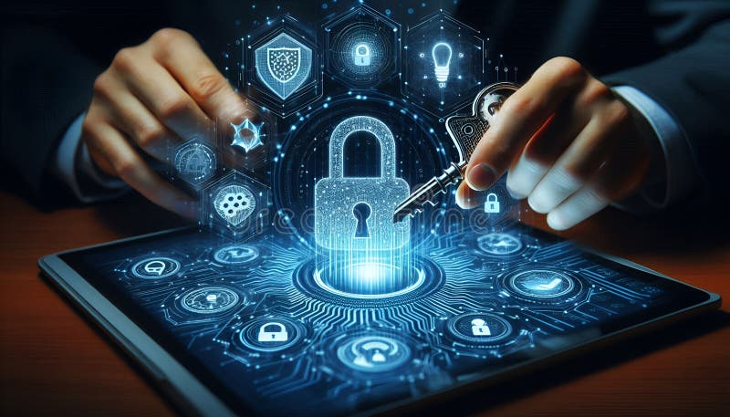 Advanced Digital Security Interface with Lock Icon Stock Image - Image ...
