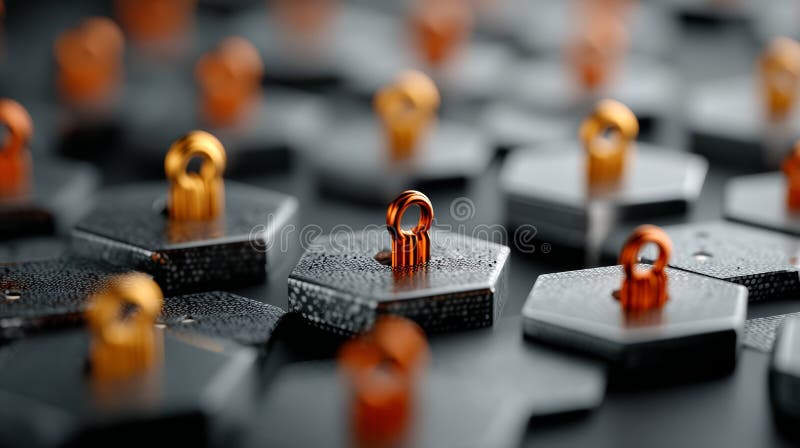 Advanced Digital Security Measures with Hexagonal Shapes and Metallic ...