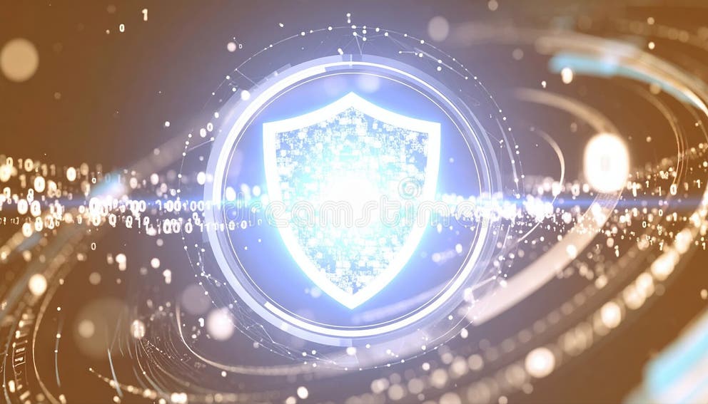 Advanced Digital Shield Protection Symbol with Glowing Effects ...