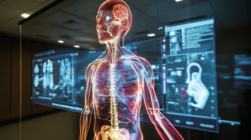 Detailed Digital Twin Model of Human Body in Interactive Display Stock ...