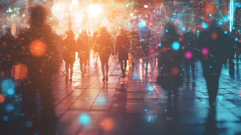 An Advanced Digital World Showcasing Holograms in a Vibrant Urban ...