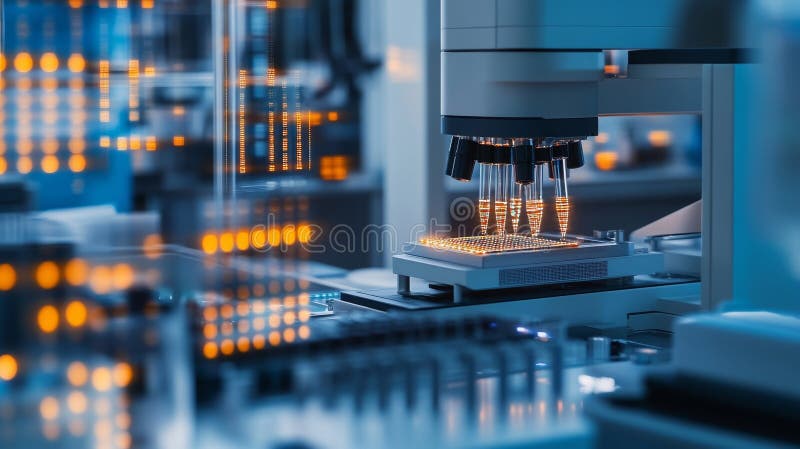 Advanced DNA Sequencing Machine at Work in a Sterile Laboratory ...