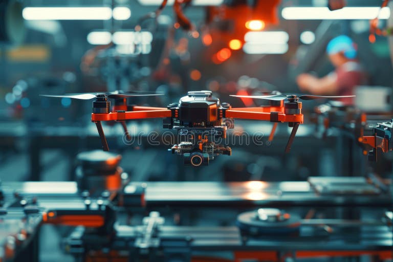 Advanced Drone Assembly by Robotic Arms on High-Tech Production Line ...