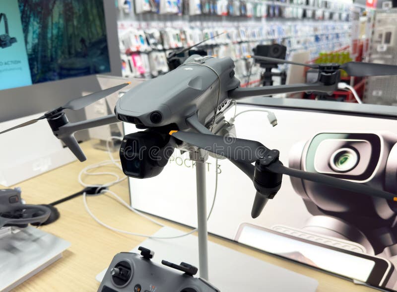 Advanced Drone Display in Electronics Store Featuring Cutting-edge Technology Editorial Stock ...