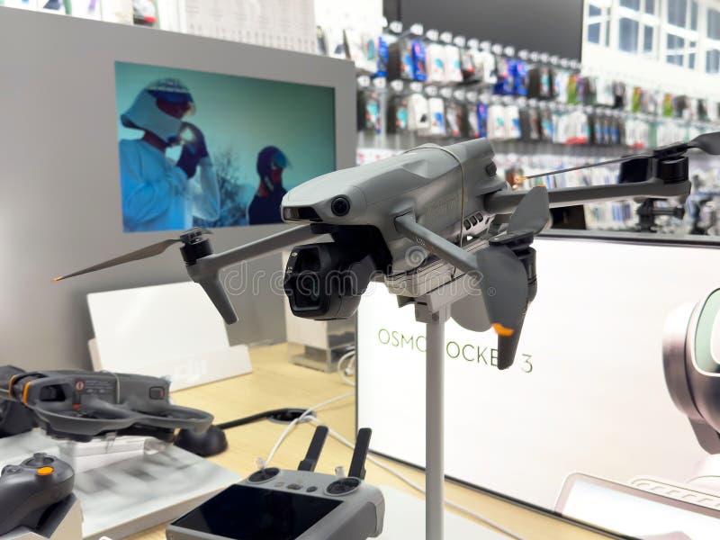Advanced Drone Displayed in Technology Store Showcasing Latest Camera ...