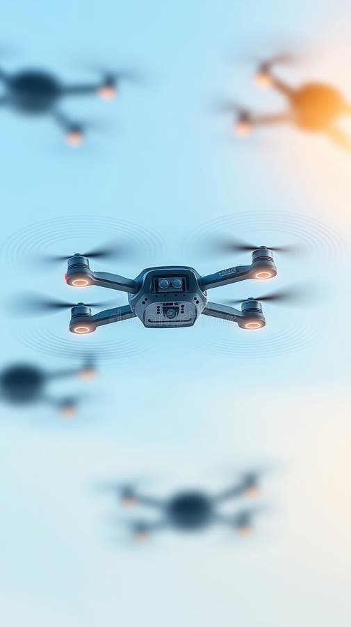 Advanced Drone Fleet Performing Synchronized Aerial Maneuvers, Advanced ...