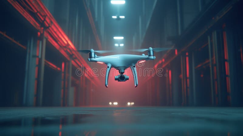 An Advanced Drone Functions Seamlessly in a Factory that Boasts Modern ...