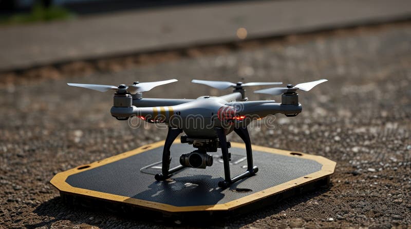 Advanced Drone on Launch Pad Stock Illustration - Illustration of ...