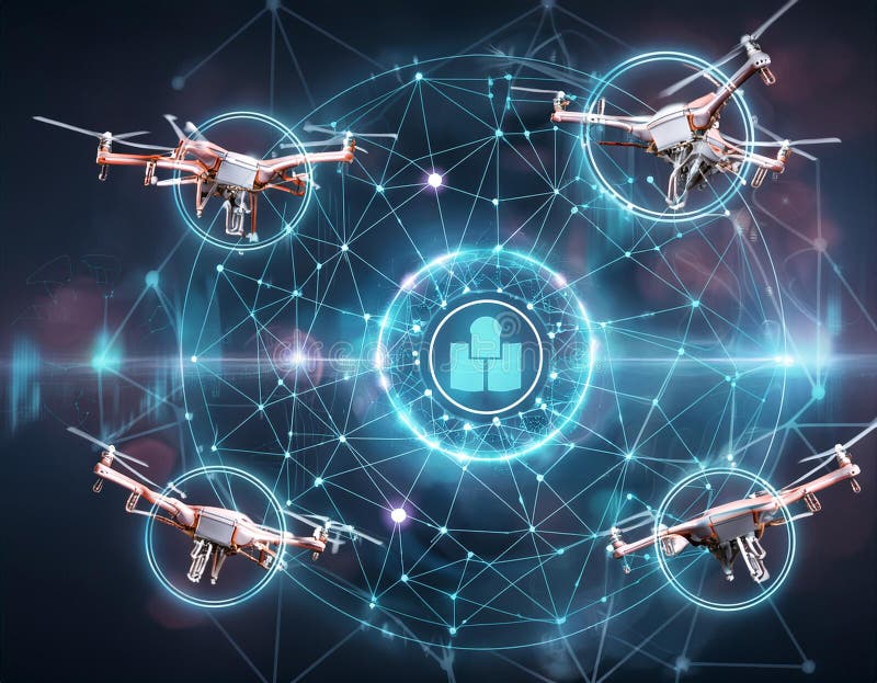 Advanced Drone Network Security System Stock Illustration ...