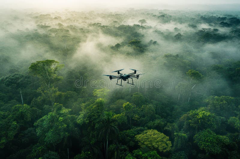 Advanced Drone Surveying Lush Rainforest Environment Stock Photo ...