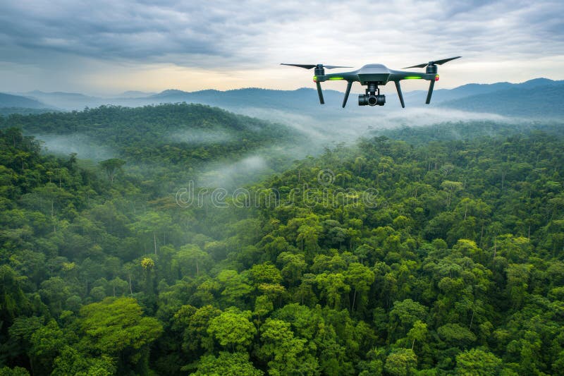 Advanced Drone Surveying Lush Rainforest Environment Stock Image ...