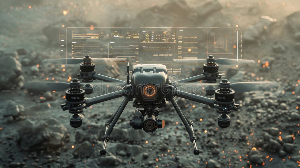 Advanced Drone Technology in Action Over a Rocky Terrain with Digital ...