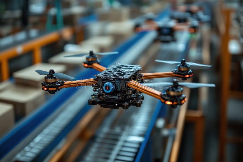 Advanced Drone Technology in a Busy Warehouse Efficiently Transporting ...
