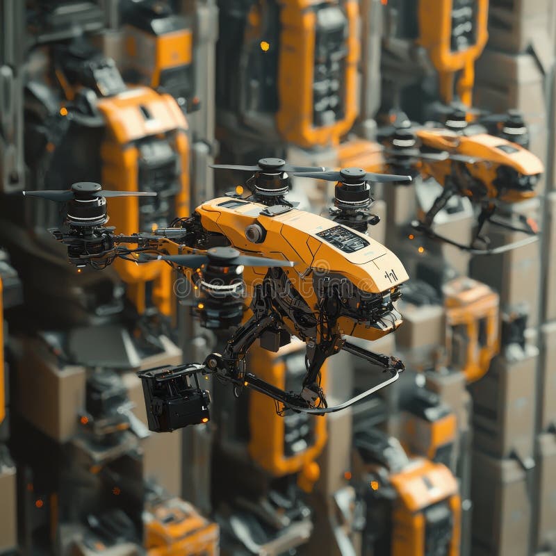 Advanced Drones in Futuristic Storage Facility Stock Photo - Image of ...