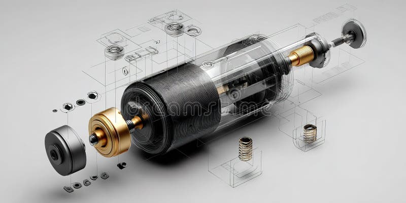 Advanced Electric Motor Exploded Assembly Stock Illustration - Illustration of repair ...