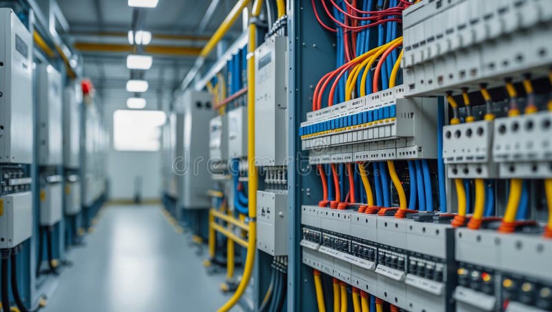 Advanced Electrical System with Color-Coded Wiring Stock Illustration ...