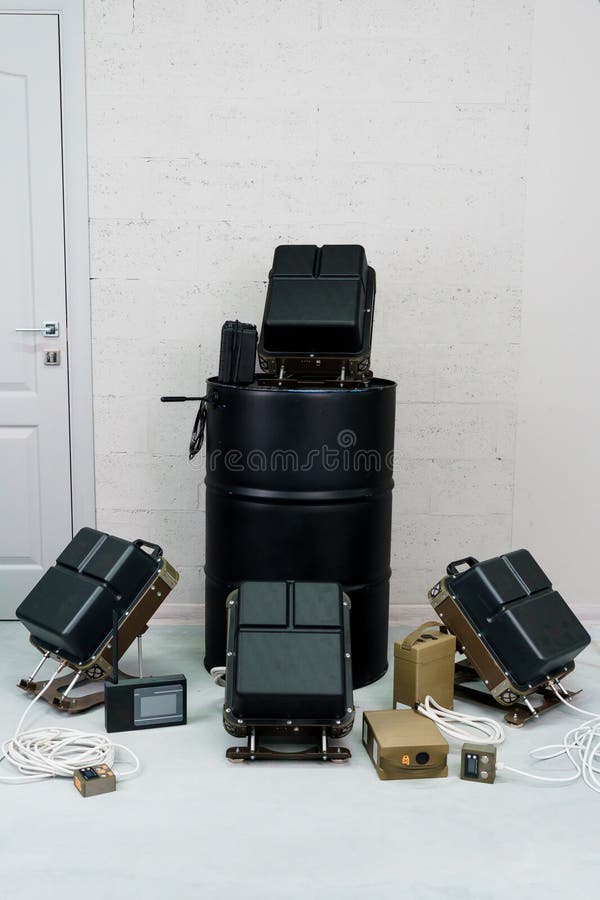 Advanced Electronic Warfare System Components Displayed in a Minimalist ...