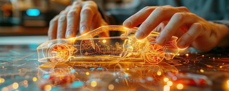 Advanced Engineer Using Holographic Car Control System. Stock Photo ...