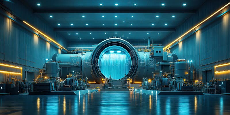 Advanced Engineering Facility Showcasing a Large Cylindrical Machine ...