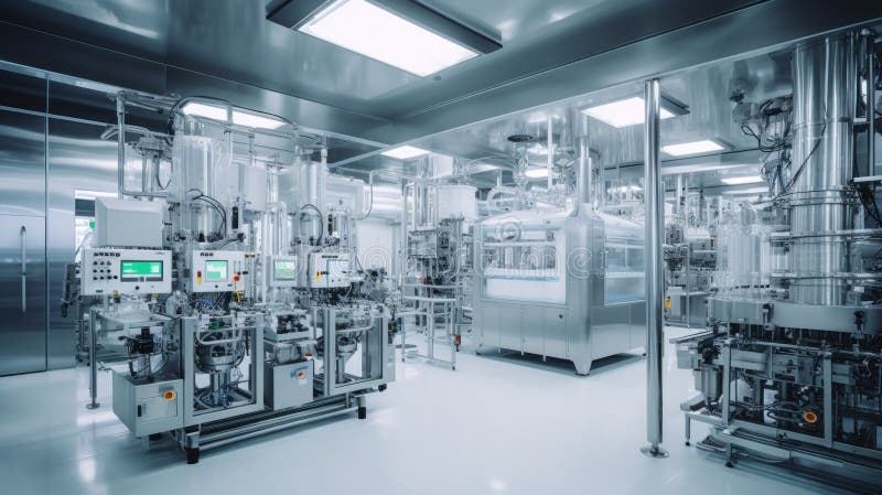 Advanced Equipment Inside a Pharmaceutical Manufacturing Facility Stock ...