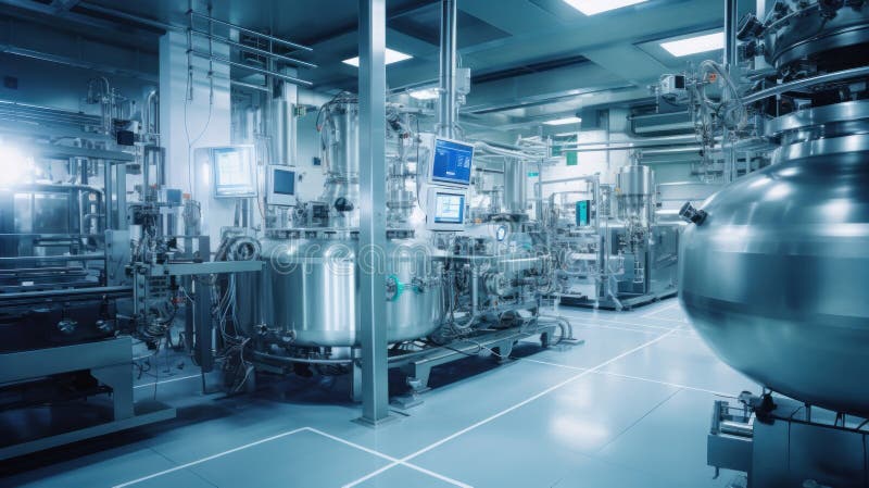 Advanced Equipment Inside a Pharmaceutical Manufacturing Facility Stock ...