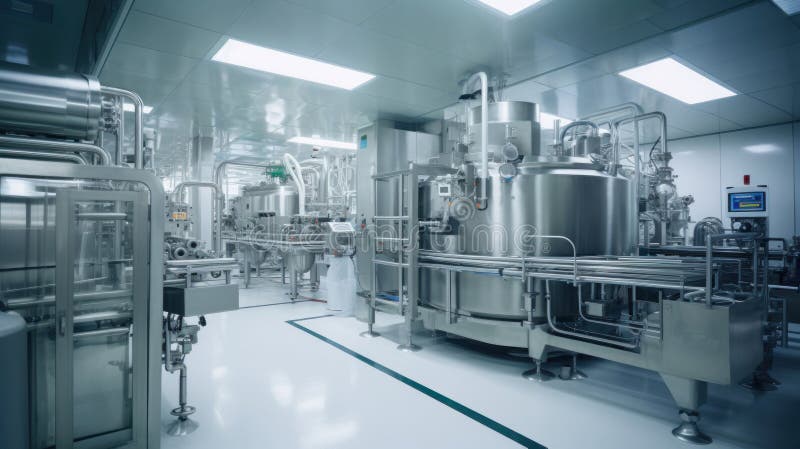 Advanced Equipment Inside a Pharmaceutical Manufacturing Facility Stock Illustration ...