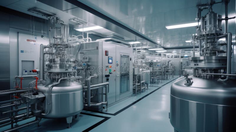 A Pharmaceutical Manufacturing and Bottling Factory in a Bright ...