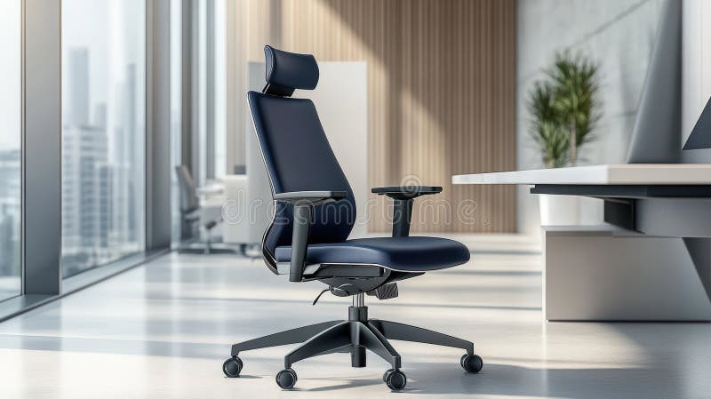 Advanced Ergonomic Office Chair in Rich Midnight Blue Premium Leather ...