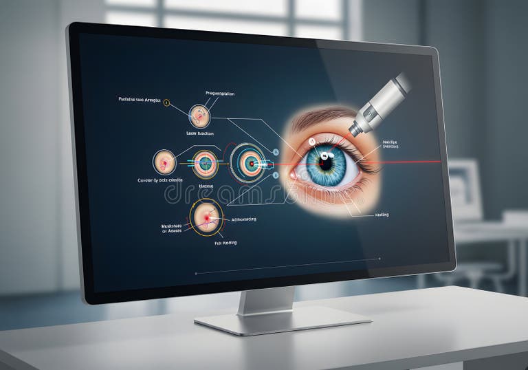 Advanced Eye Surgery Procedure Visualization on Modern Computer Screen ...