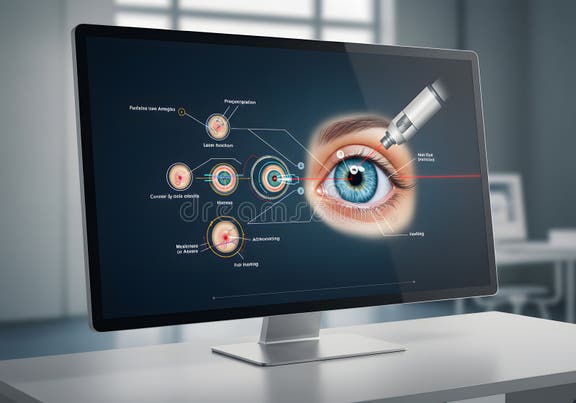 Advanced Eye Surgery Procedure Visualization on Modern Computer Screen ...
