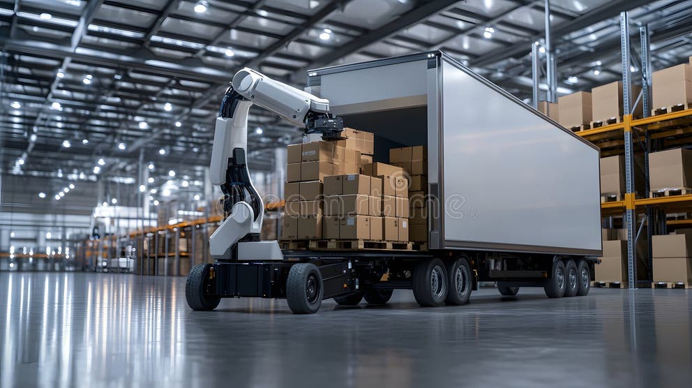 Advanced Faceless Robotic Arm Performing Autonomous Loading in a ...