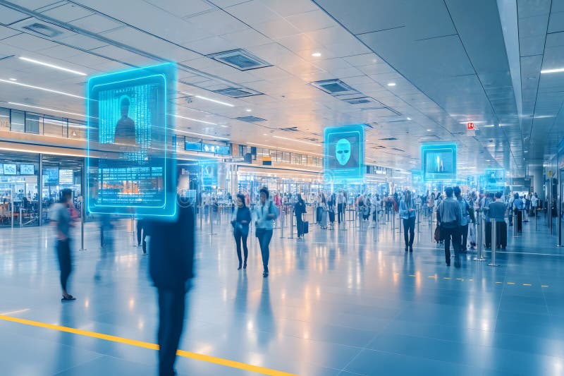 Advanced Facial Recognition Technology in a Modern Airport Setting for ...