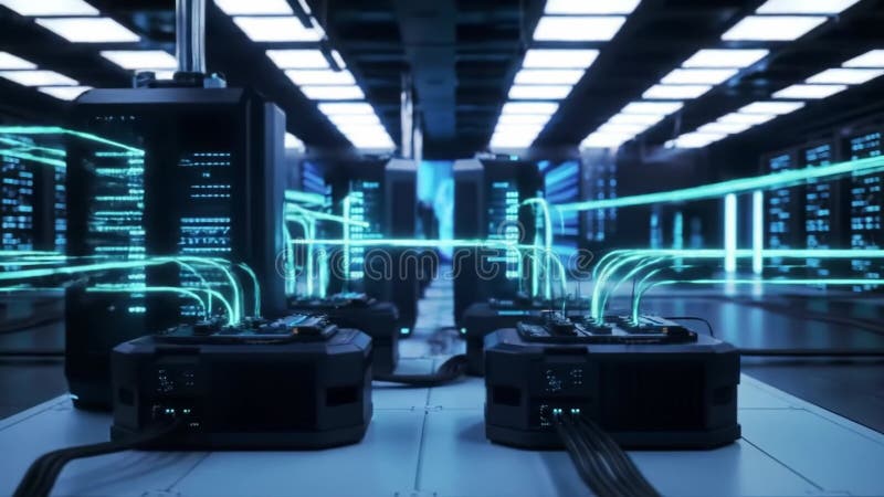 Exploring Advanced Technology in a Modern Data Center with Neon Light ...