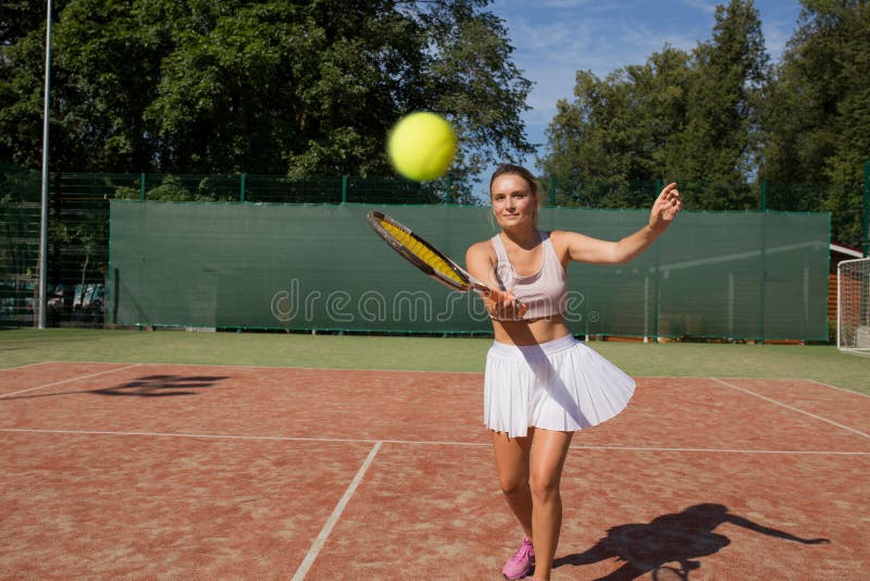Advanced Female Player Returns a Ball during Second Set of ...