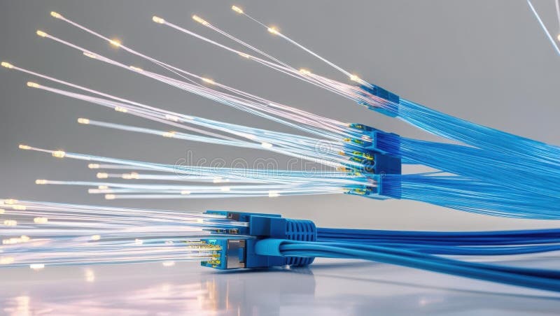 Advanced Fiber Network Glowing Signal Threads Create Abstract ...