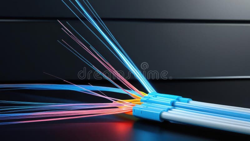 Advanced Fiber Optics with Flowing Bandwidth Light Against Dark, Sleek ...