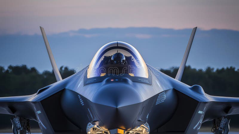 Advanced Fighter Jet Cockpit with Pilot Preparing for Mission at Dawn ...