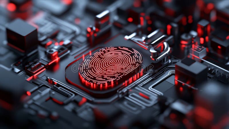 Advanced Fingerprint Scanner on Circuit Board Stock Image - Image of ...