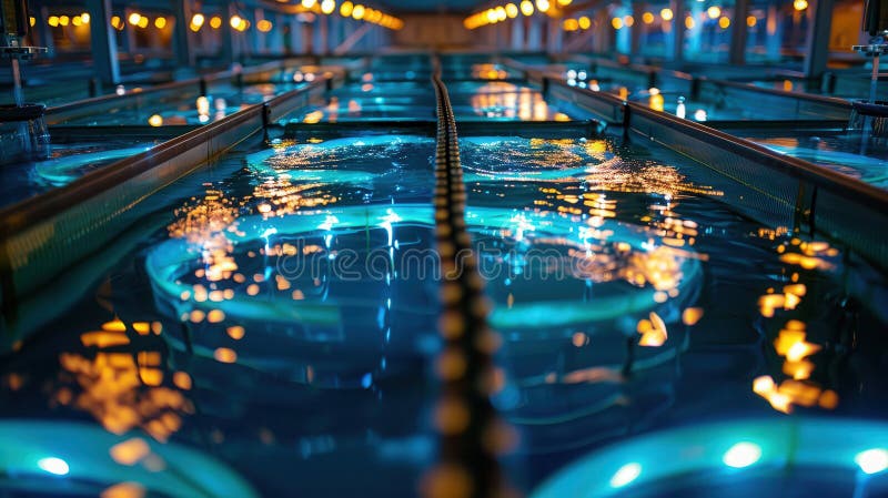 Illuminated Fish Farming Tanks with Advanced Aeration Systems for ...