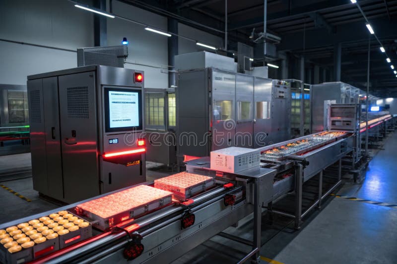 Advanced Food Production Facility with Automated Conveyor System for ...