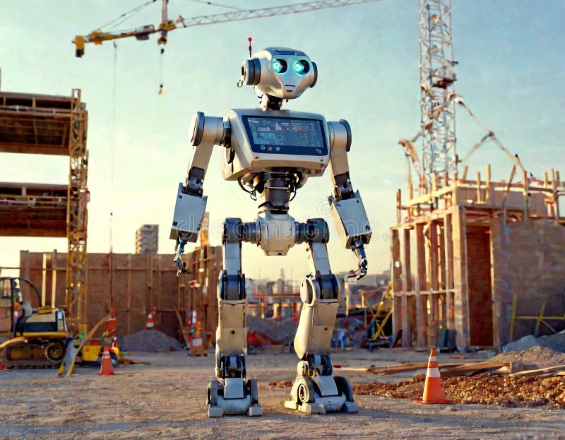 Advanced Futuristic Humanoid Robot at Construction Site. AI Generated ...