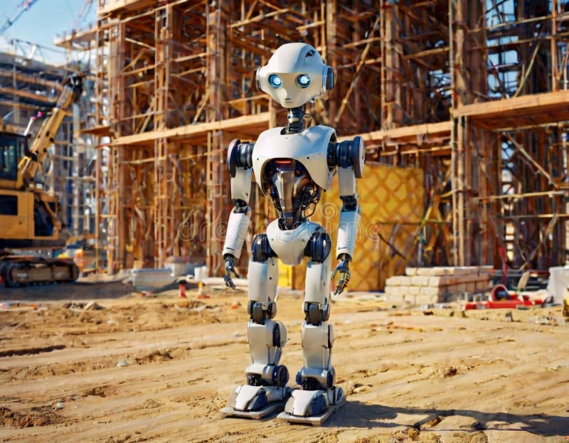 Advanced Futuristic Humanoid Robot at Construction Site. AI Generated ...