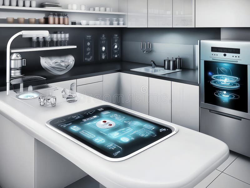 Advanced Futuristic Kitchen with Integrated Smart Systems Stock ...