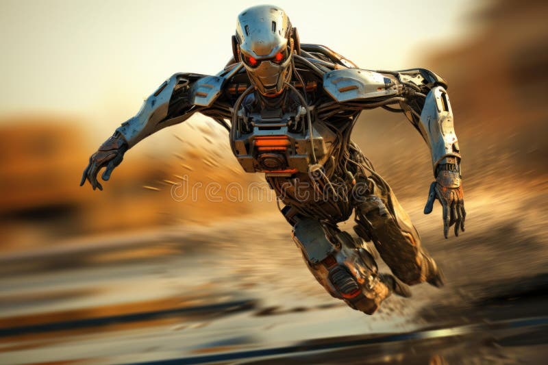 Advanced Futuristic Robot Running. Generate Ai Stock Photo - Image of ...