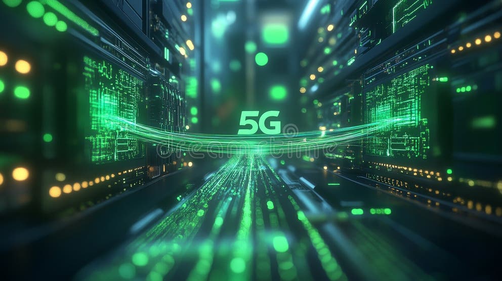 Advanced Futuristic Visualization of a 5G Network Showcasing Dynamic ...