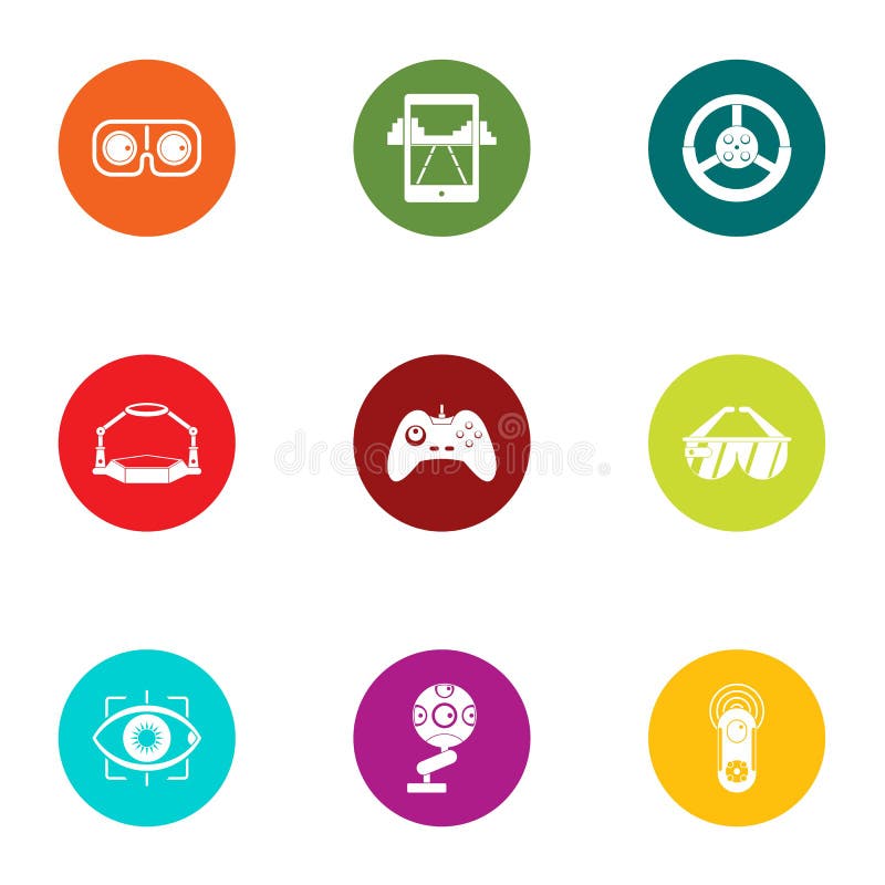 Advanced Game Icons Set, Flat Style Stock Vector - Illustration of ...