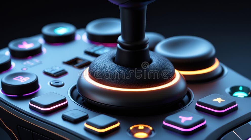 Advanced Gaming Controller with Illuminated Buttons and Joystick Stock ...