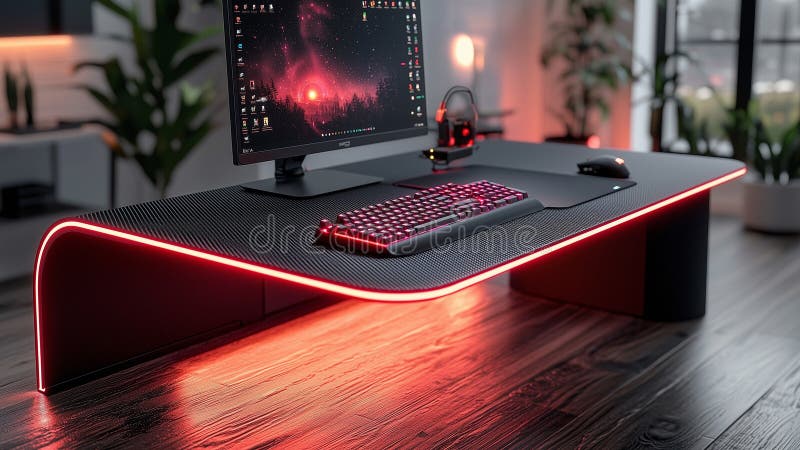 Advanced Gaming Desks with High-tech Features Stock Illustration ...