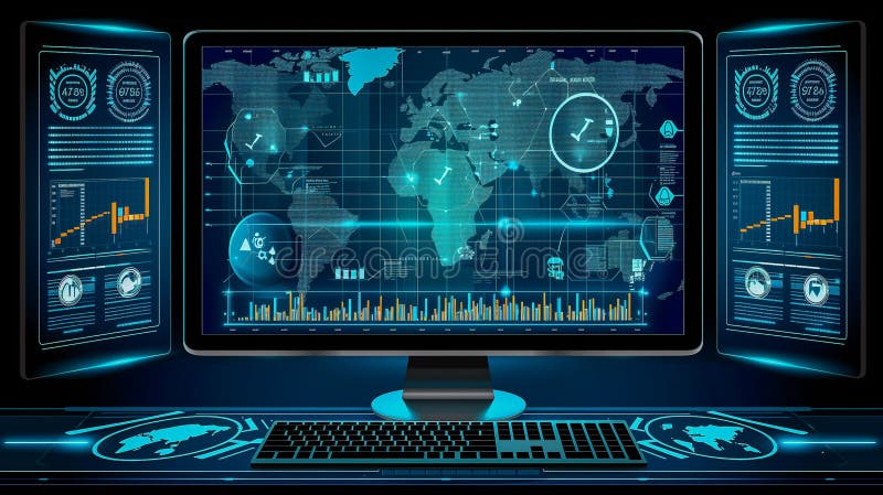 Advanced Global Data Analysis Interface Stock Illustration - Illustration of global, center ...