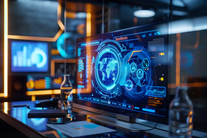 Advanced Global Digital Network Interface Workstation Stock Photo ...